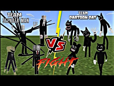 Slender Man vs cartoon cat in Minecraft pe - YouTube