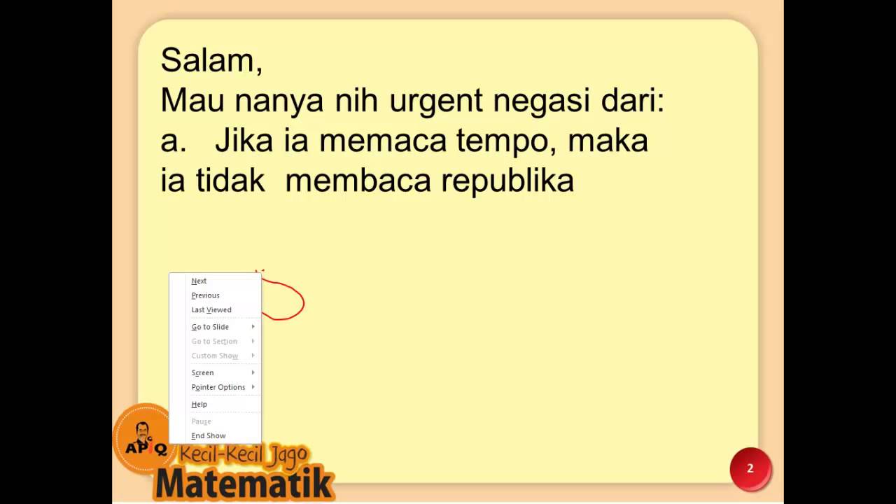 Tanya Jawab Matematika 1513 Negasi Logika Jika Maka - YouTube