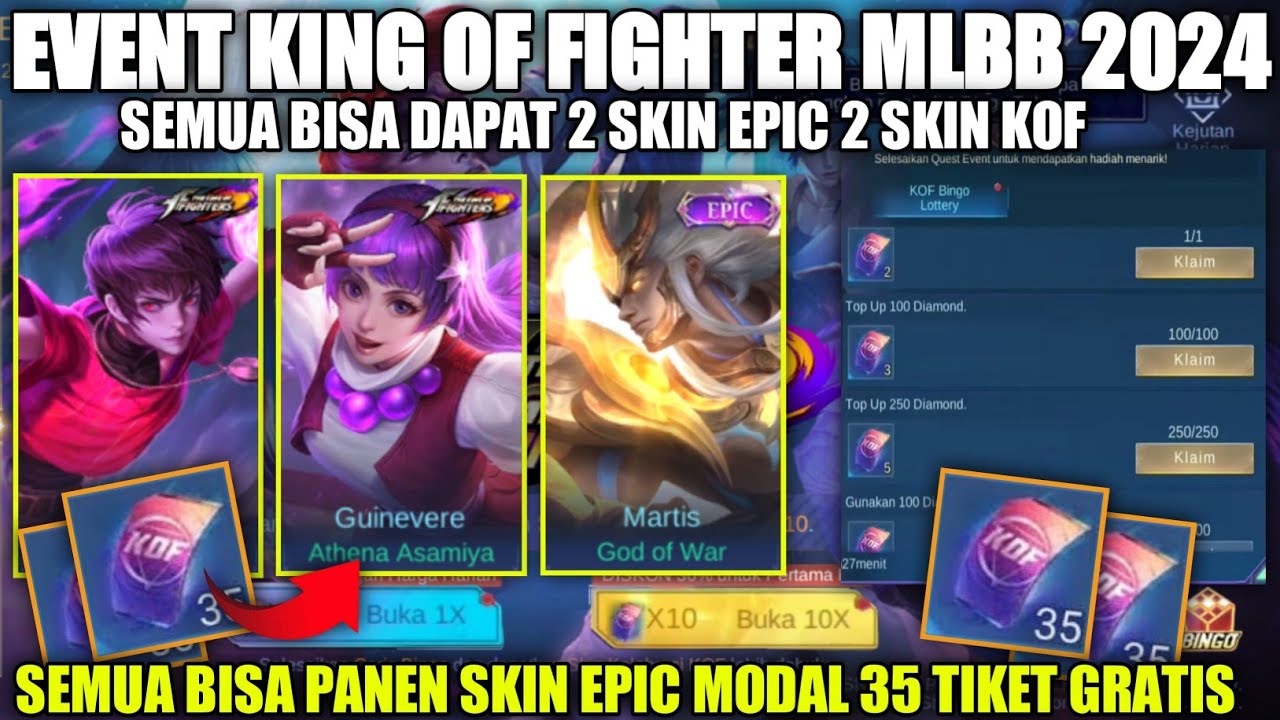 EVENT SKIN KOF MLBB 2024!! 35 TIKET GRATIS EVENT SKIN KOF MLBB 2024 || MOBILE LEGENDS - YouTube