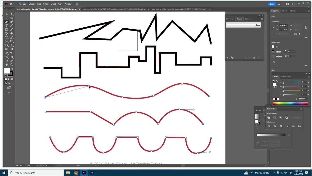 Pen Tool Practice Creating Paths using the pen tool in Adobe ...