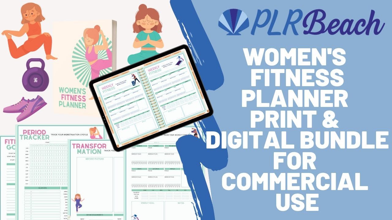 Commercial Use Women's Fitness Digital Planner | PLR You can Resell as ...