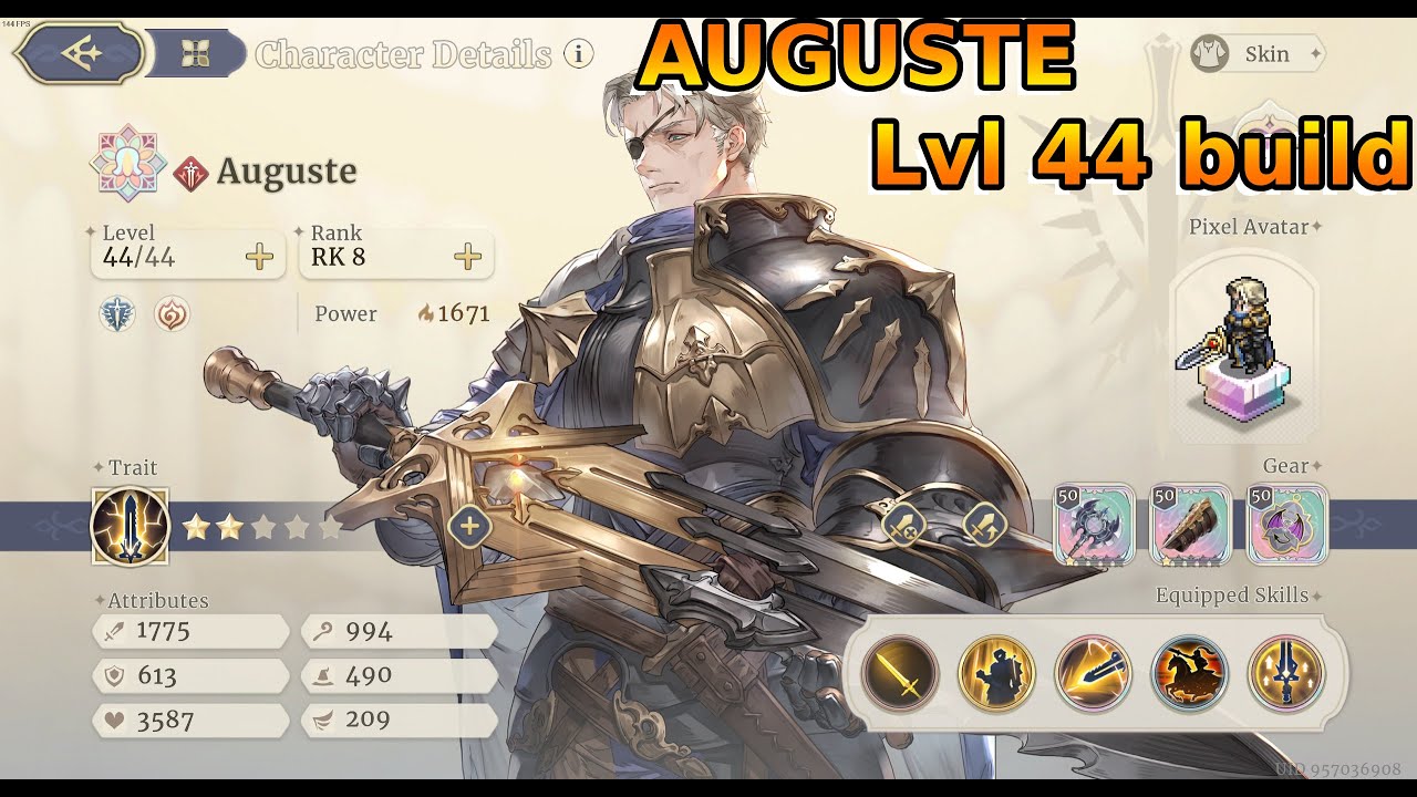 Auguste lvl44 build (sword of convallaria) f2p player - YouTube