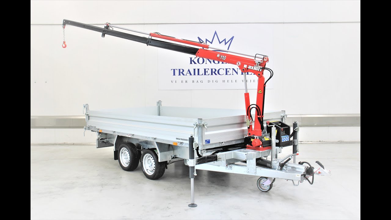 Humbaur HTK 3500.37 tiptrailer med el- hydraulisk Maxilift 110.3 kran ...