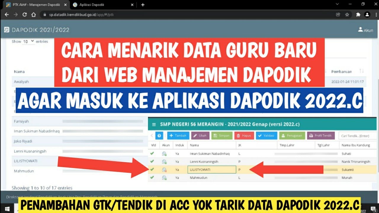 CARA MENARIK DATA GURU BARU DARI WEB MANAJEMEN DAPODIK KE APLIKASI ...