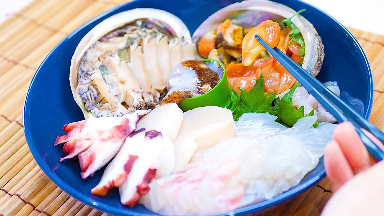 【コリコリ香川ASMR】Abalone, Ark shell, Sea cucumber, Crunchy Sashimi Eating ...