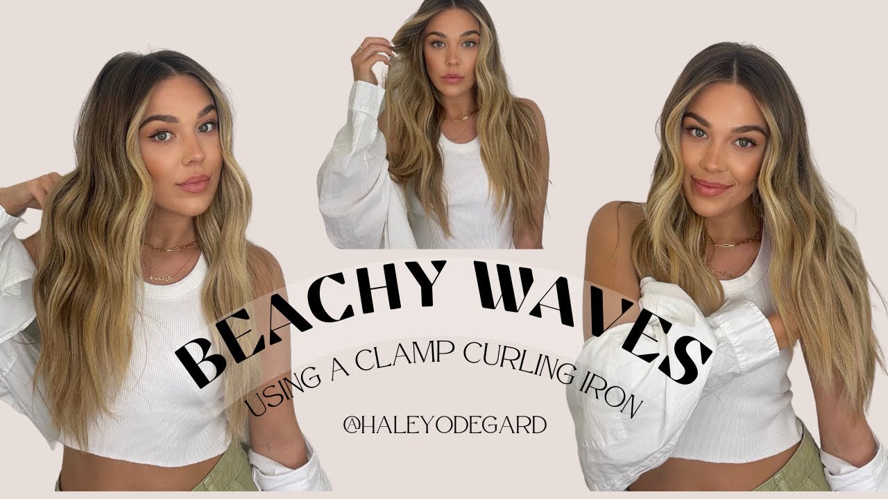 Beachy Waves Hair Tutorial- using a clamp curling iron - YouTube