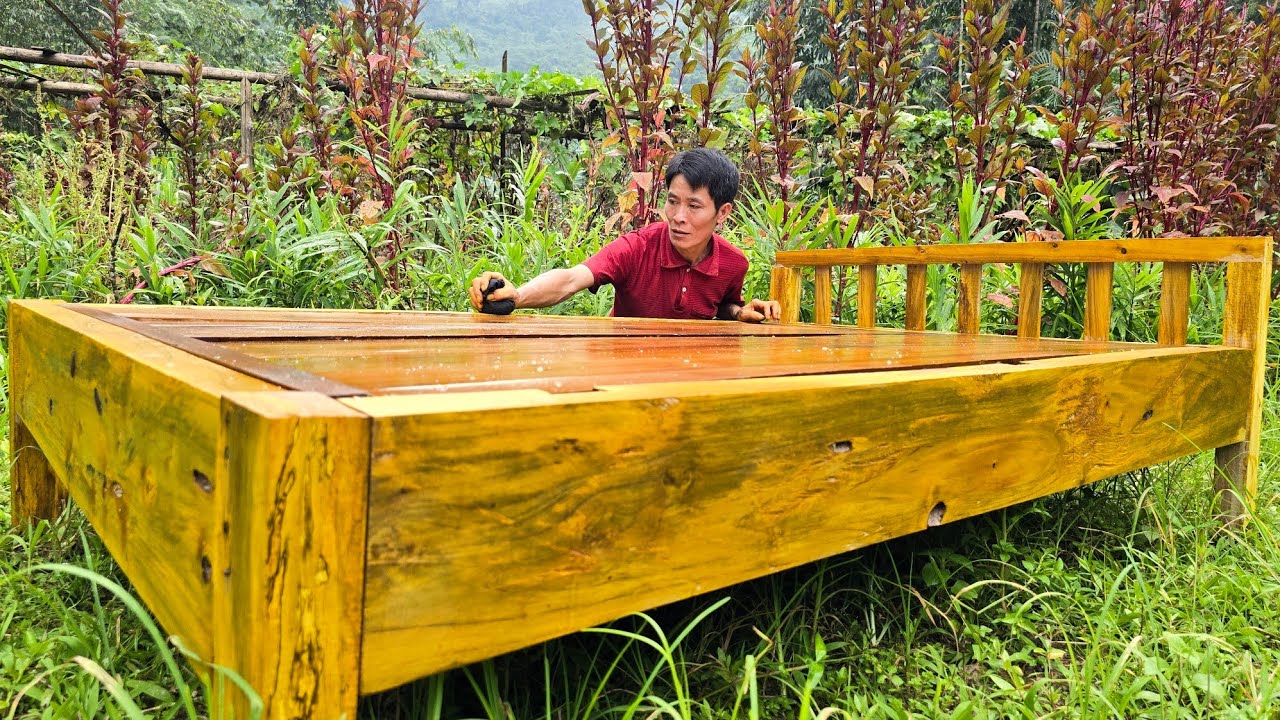 How To Make beautiful Wooden Bed - Build A New Life | Solo Survival ...