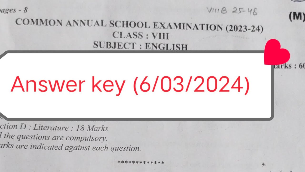 class 8 english final exam question paper 2024 solution/ english answer ...