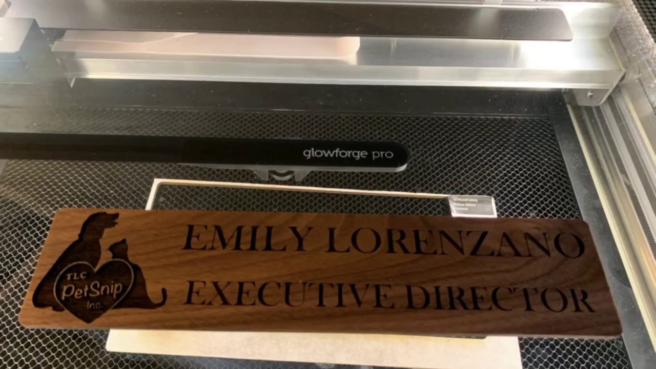 Laser Engraved Name Plate 2 using the Glowforge Pro - YouTube