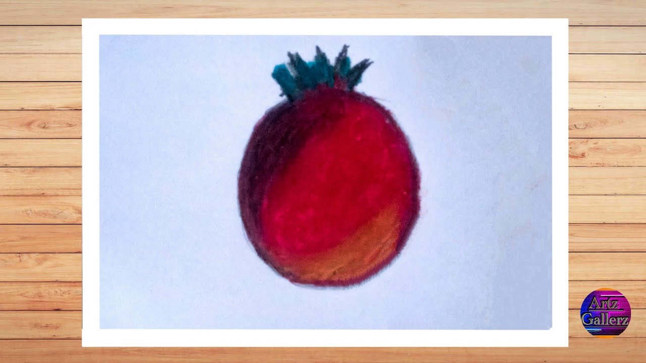 How to Draw Pomegranate Drawings || Easy Pomegranate Drawing with Oil ...