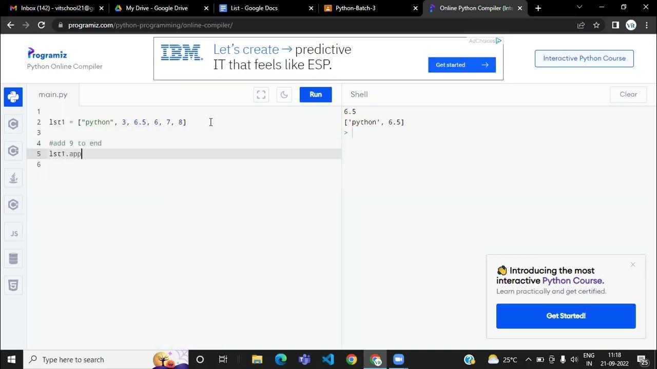 VITechTalks || Python-Batch-3|| List - YouTube