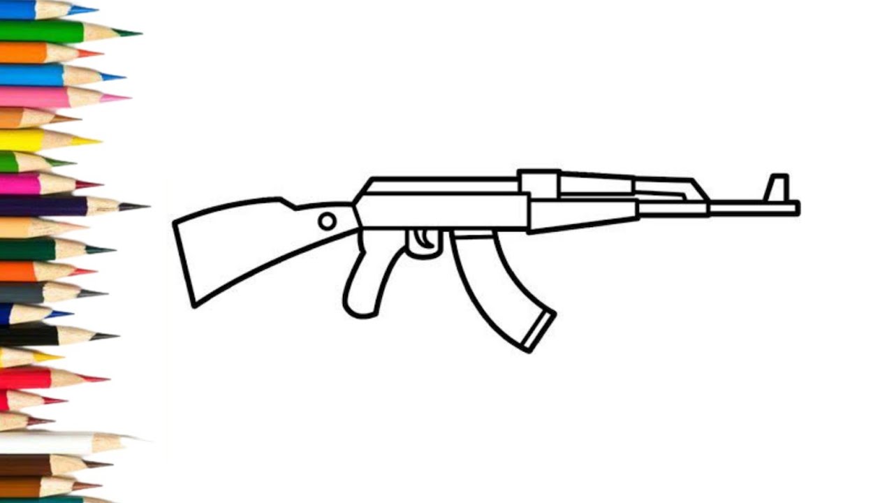 AK-47 drawing easy step by step | For beginner - YouTube