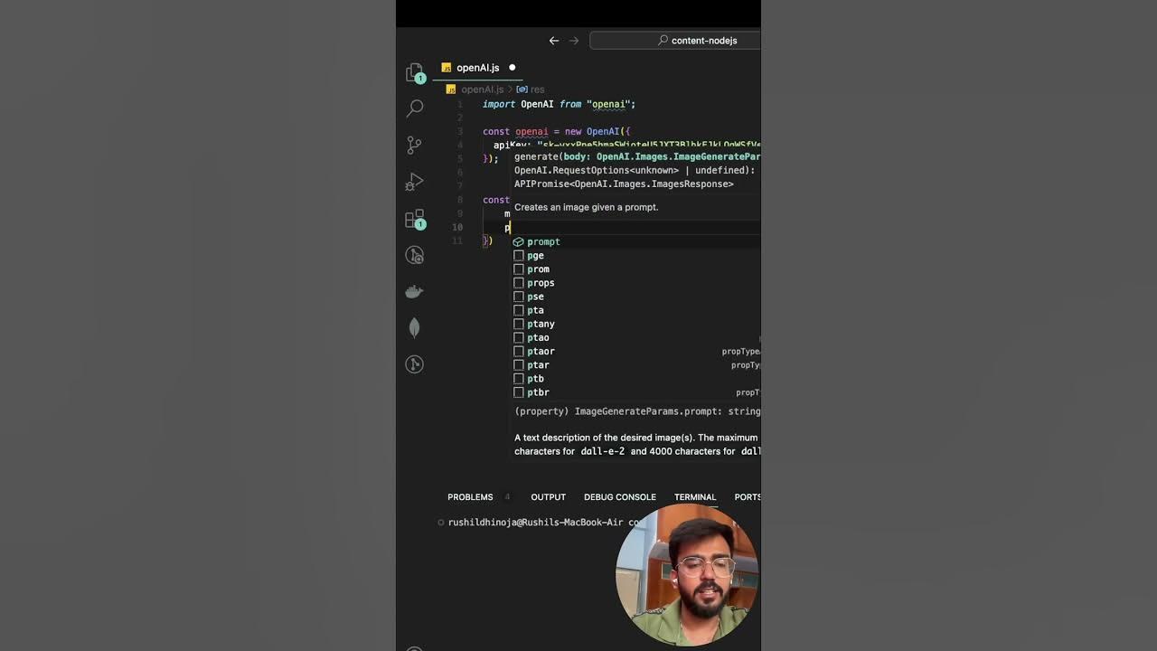 Dalle integration in NodeJS #nodejs #javascript #backenddeveloper #coding #openai #chatgpt - YouTube