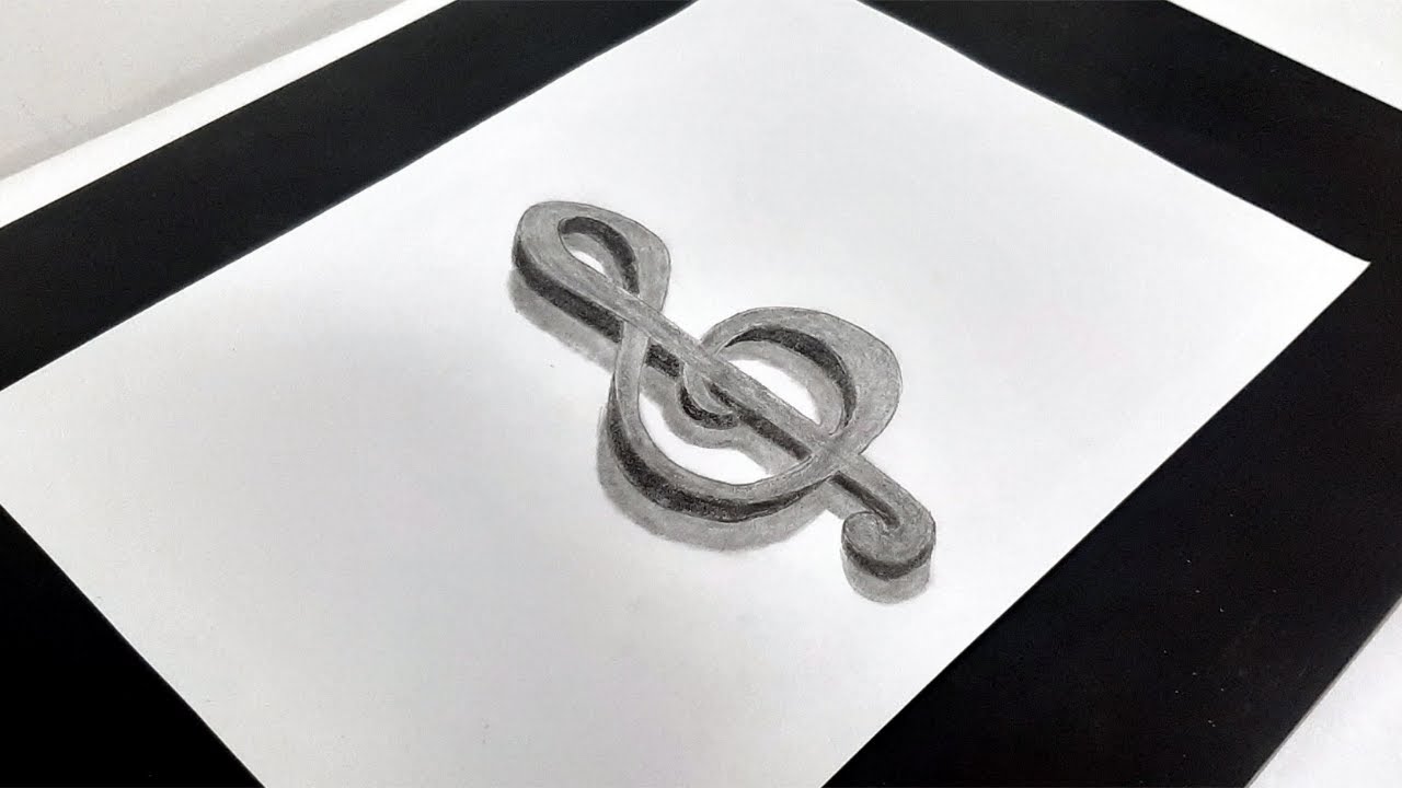 3D Musical Note Optical Illusion Trick Art - YouTube