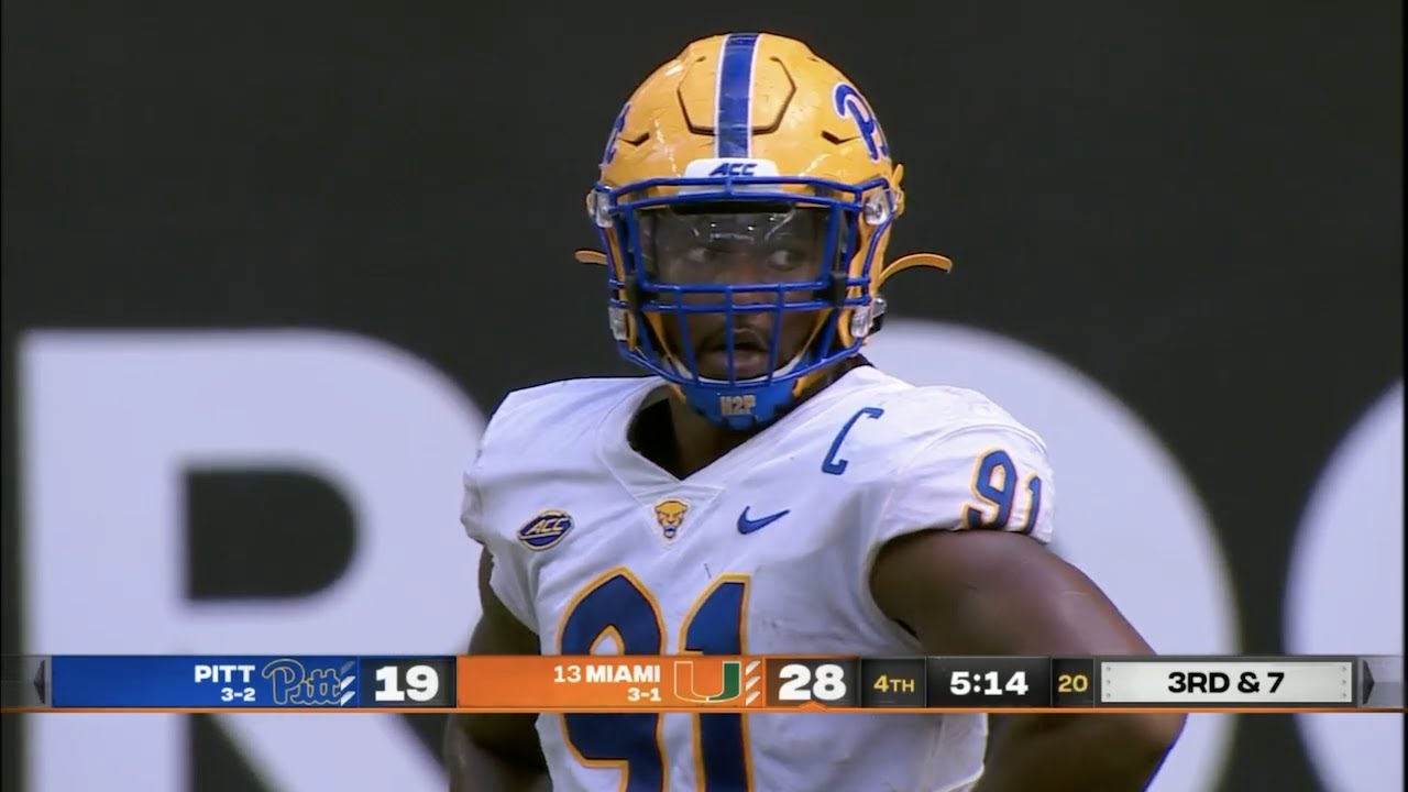 Patrick Jones II (Pitt DE #91) Vs. Miami 2020 - YouTube