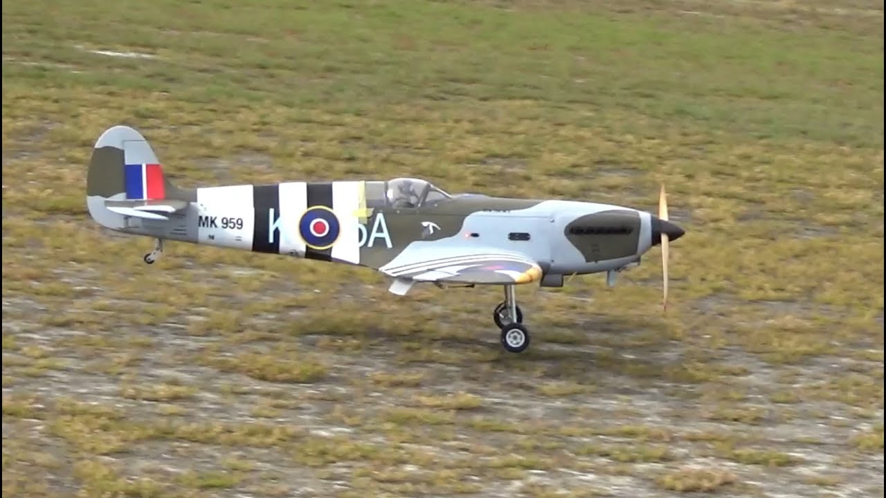 Iconic Fly-Bys: Seagull Spitfire Powered by DLE 35 Rear Exhaust at Sand ...