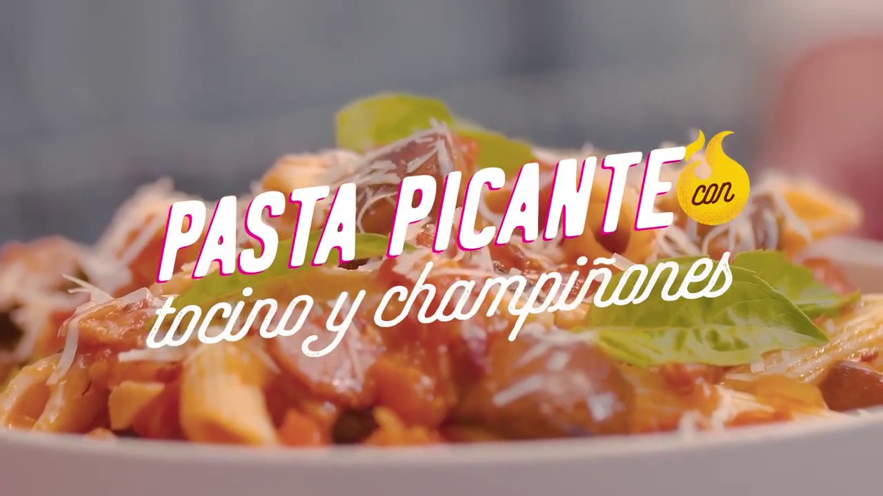 Receta Pasta picante con Tocino y Champiñones | Sabrosano - YouTube