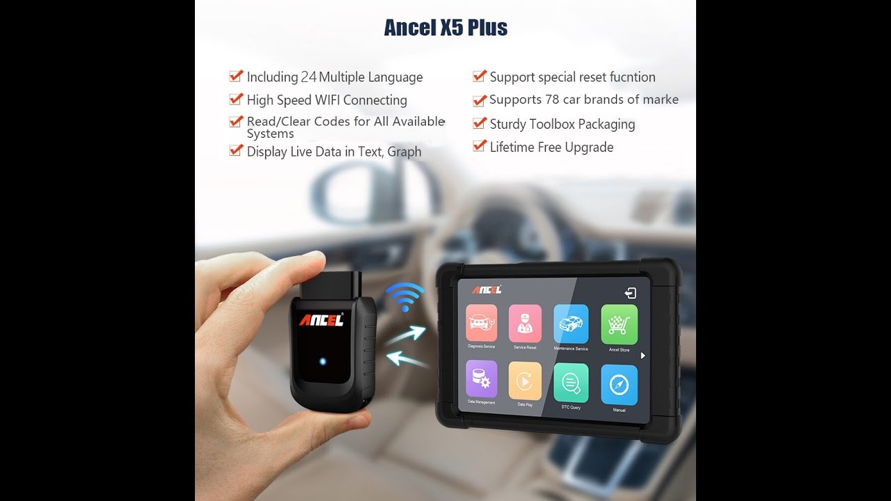 ANCEL X5 OBD2 Full System Automotive Scanner ABS SRS Oil EPB DPF Reset ...