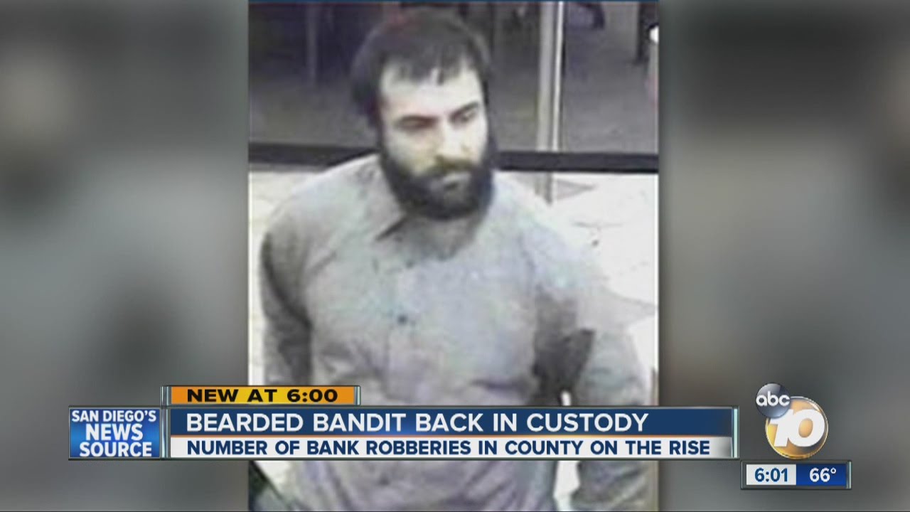 Bearded bandit robs banks in California - YouTube