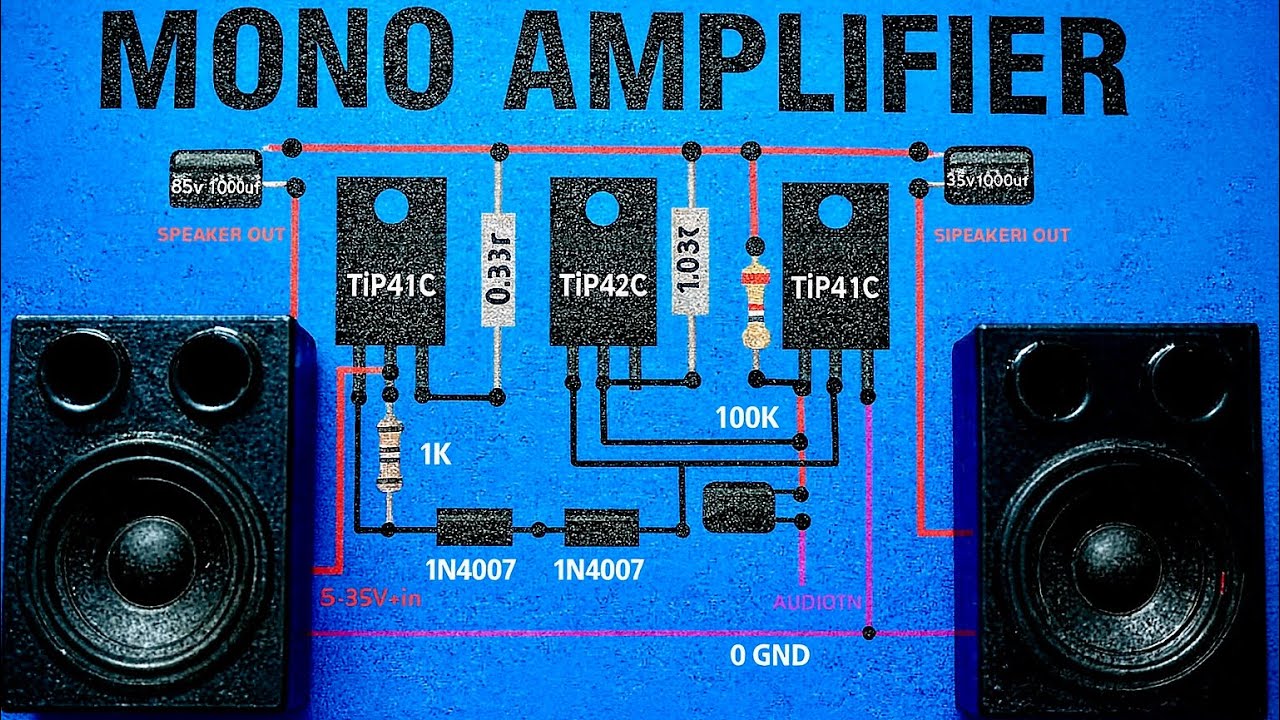 tip41c tip42c amplifikatör .güçlü amfi yapımı . powerful amplifier ...