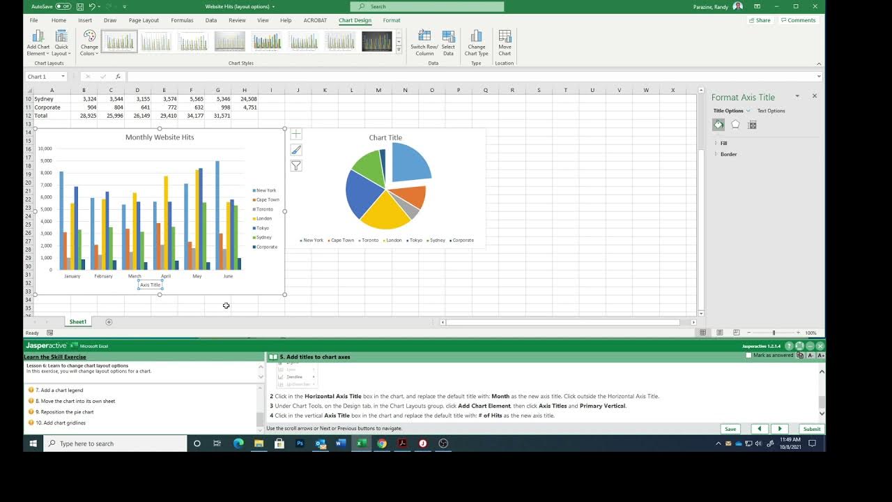 Excel Lesson 6e Modifying the Chart Design and Location - YouTube
