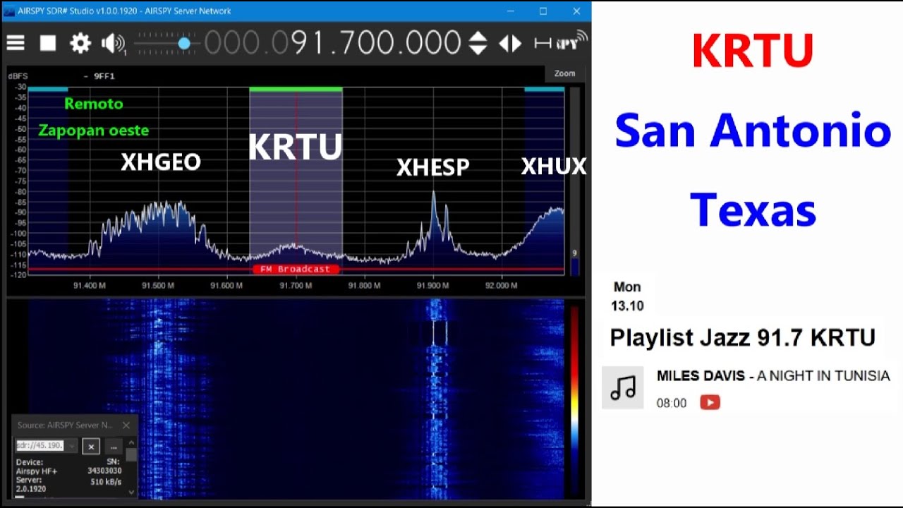 91.7 KRTU - San Antonio, Texas captada en Zapopan (oeste), México - YouTube
