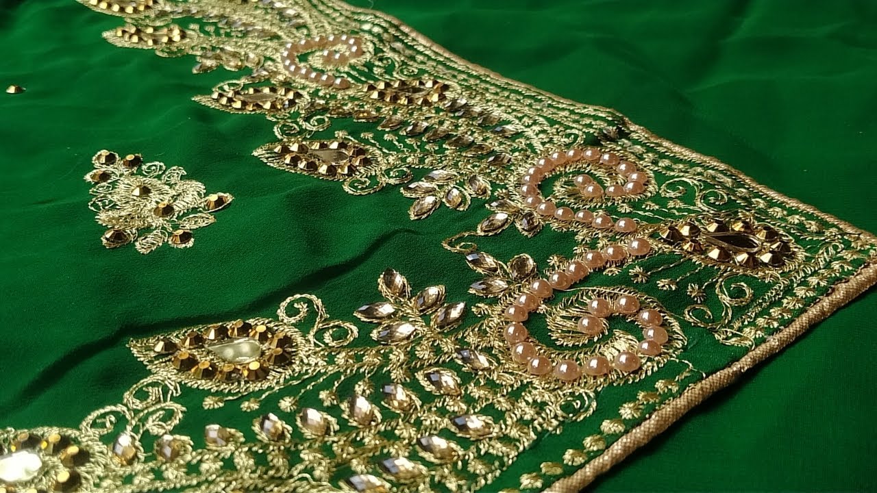 New Designer Saree Stone Work || stone work at home || #saree # ...