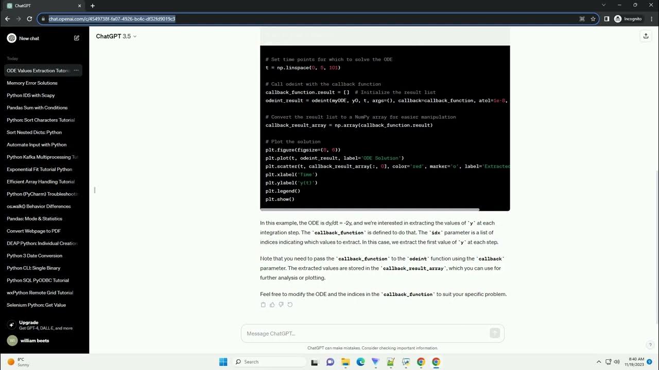 extract values from function used by odeint scipy python - YouTube