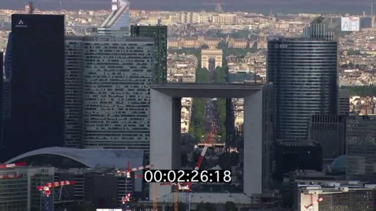 Aerial Footage Skyline Business District Paris La Défense / Paris Axe ...