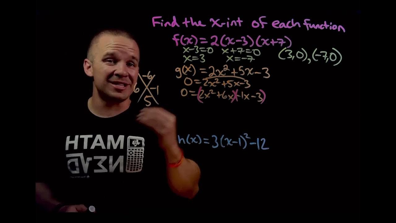 Finding the x-intercepts of a Quadratic Function in Standard, Vertex ...