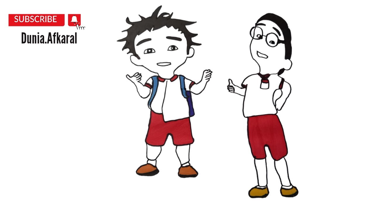 Fizi Rambut Berantakan|How to Draw&Color Fizi and Ehsan from Upin Ipin ...