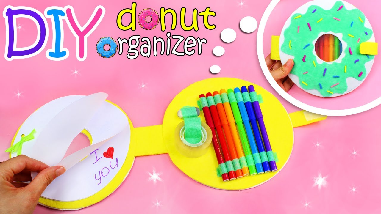 DIY DONUT ORGANIZER & NOTEPAD TUTORIAL | DONUT CASE FOR DRAWING - YouTube