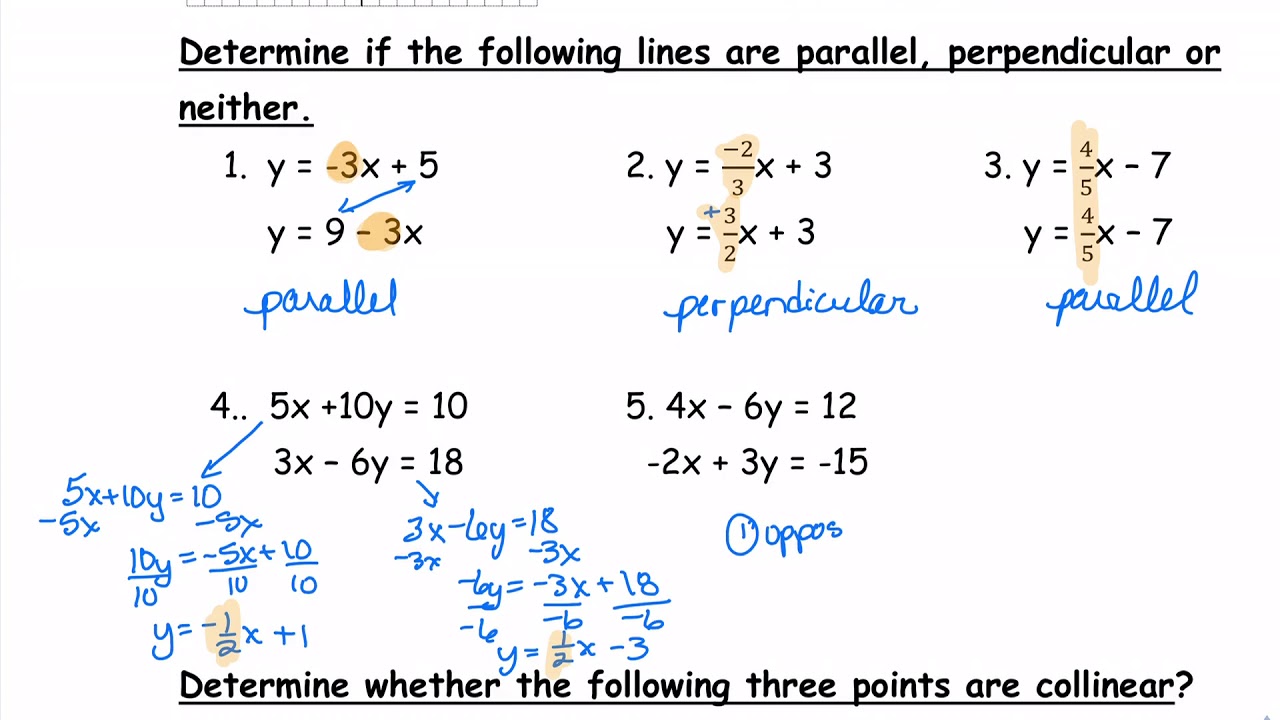 MAT 101 parallel, perpendicular, collinear lines - YouTube