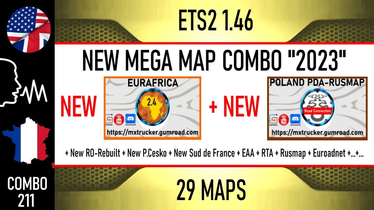 211 | ETS2 1.46 MEGA MAP COMBO NEW EURAFRICA 2.4 + NEW RC POLAND RUSMAP ...