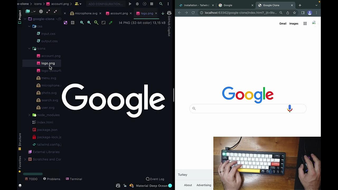 ASMR Programming | Google Clone with HTML/TailwindCSS + Dark Mode [No talking] - YouTube