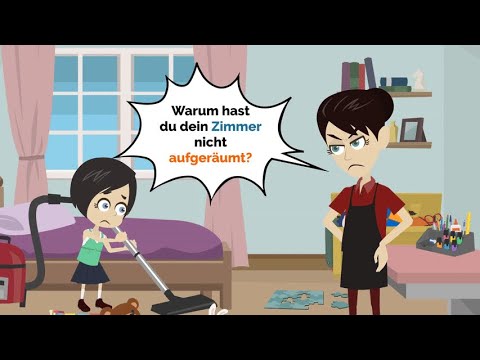 Deutsch lernen | Emma hat ihr Zimmer nicht aufgeräumt? - YouTube