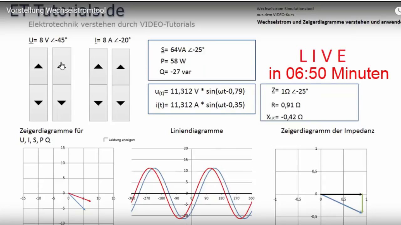 LIVE: Wechselstrom und Zeigerdiagramme - YouTube