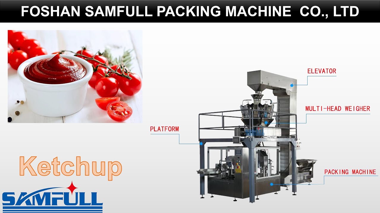 Ketchup packing machine - YouTube