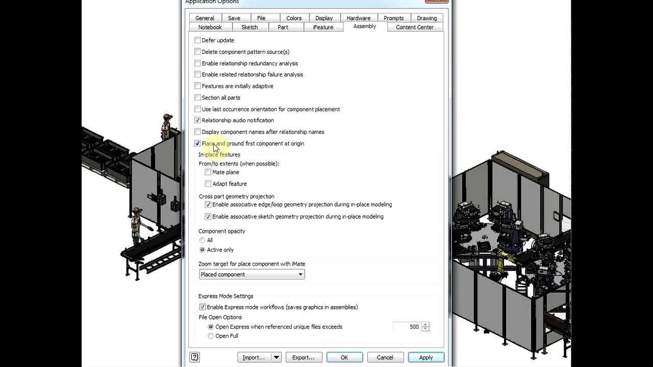 Inventor 2014 Application Options settings - YouTube