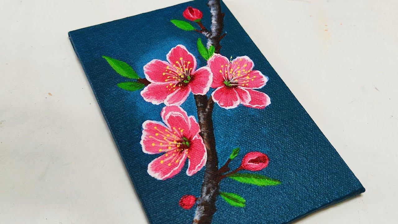 Easy Cherry Blossom Acrylic Painting / Acrylic Techniques/ Painting ...