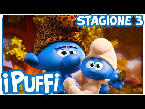 L'uomo delle caverne ha un bambino • I Puffi • Cartoni animati per bambini