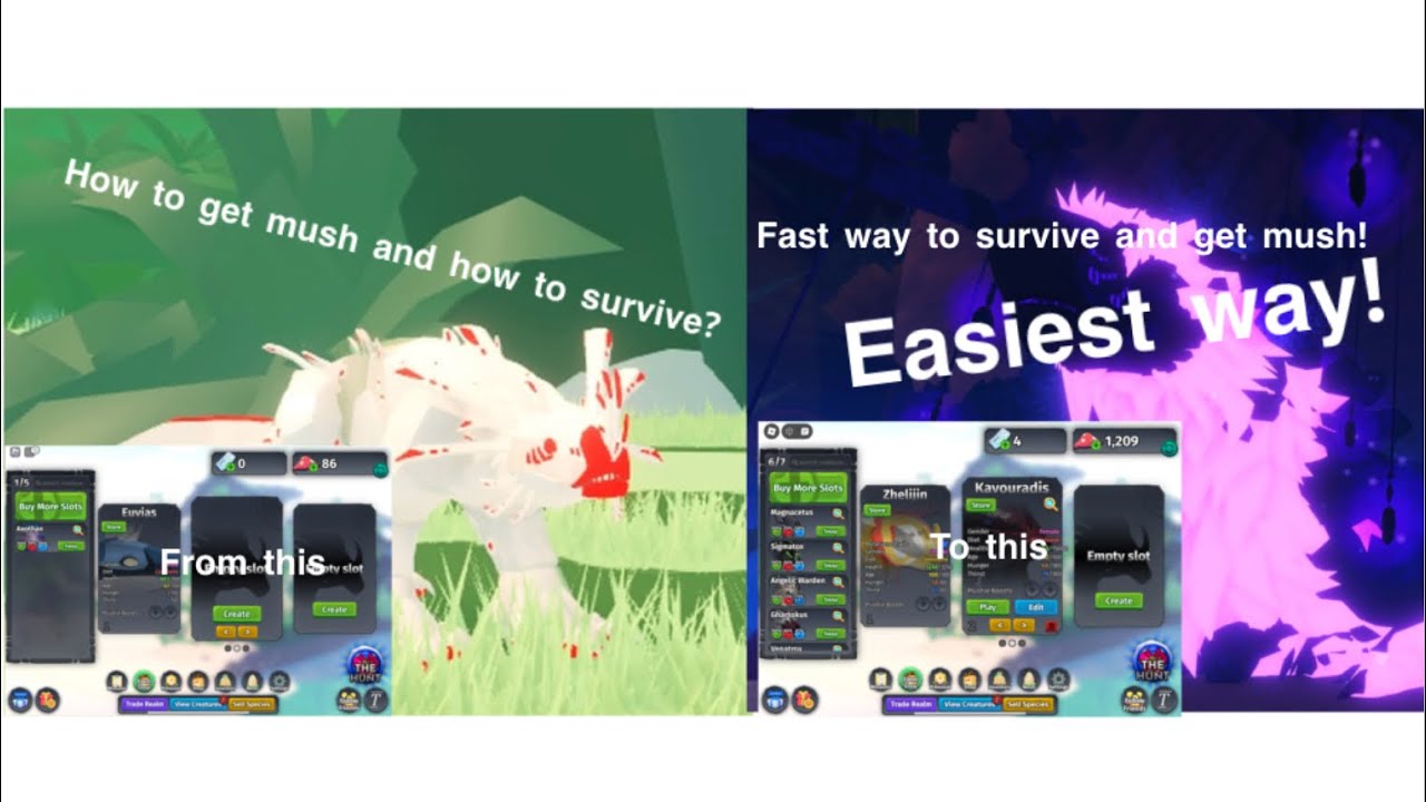 Fast ways to survive and obtain mush quickly! Creatures of sonaria ...