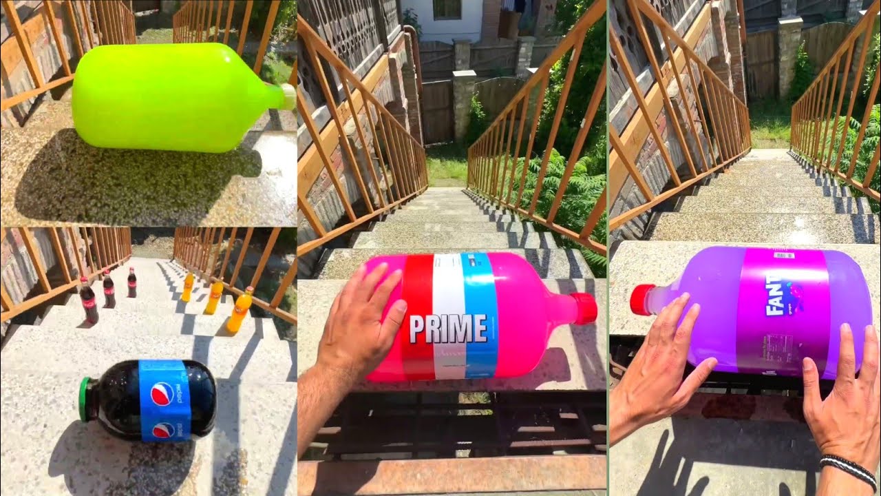 Throwing Bottle Down Stairs - 43 | Breaking glass bottle | Crushing ...