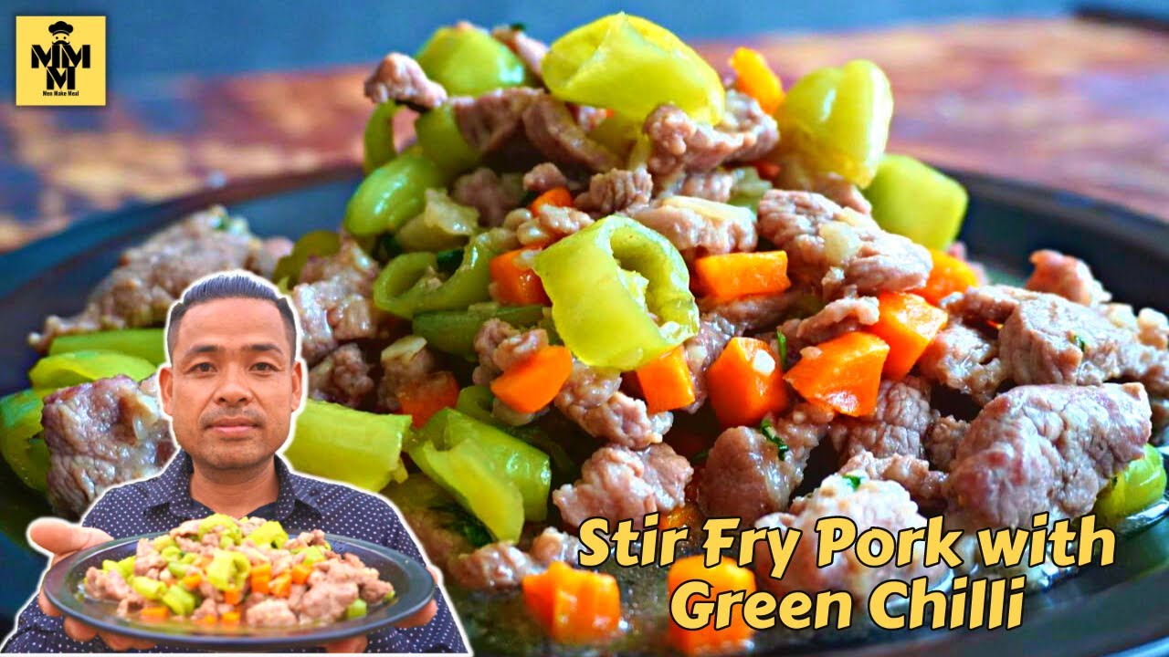 Stir Fry Green Chilli with Pork Recipe | Stir Fry Pork with Green ...