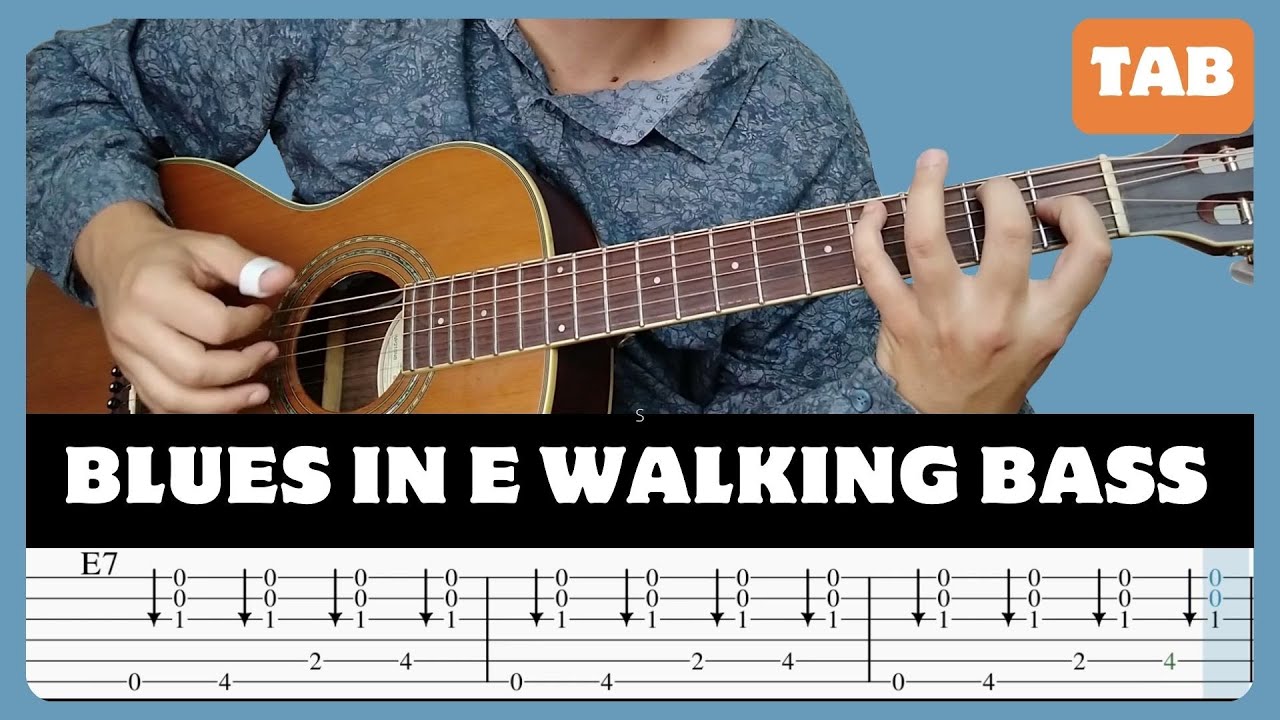 Blues in E With Walking Bass - For Beginners - Guitar Tab | Lesson ...