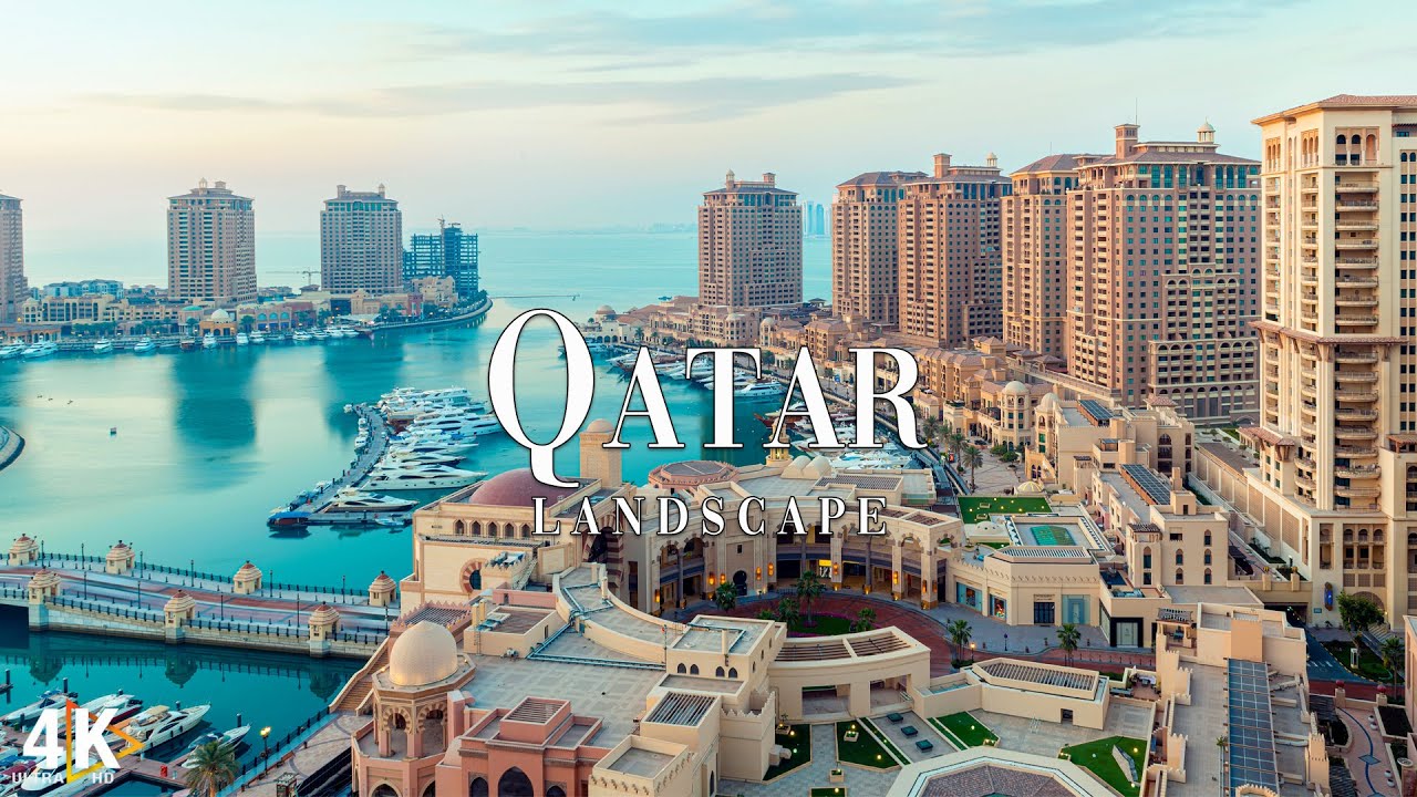 FLYING OVER QATAR (4K UHD) I Scenic Relaxation Film with Calming Music ...