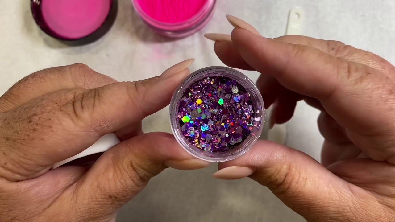 Easy acrylic glitter designs - YouTube