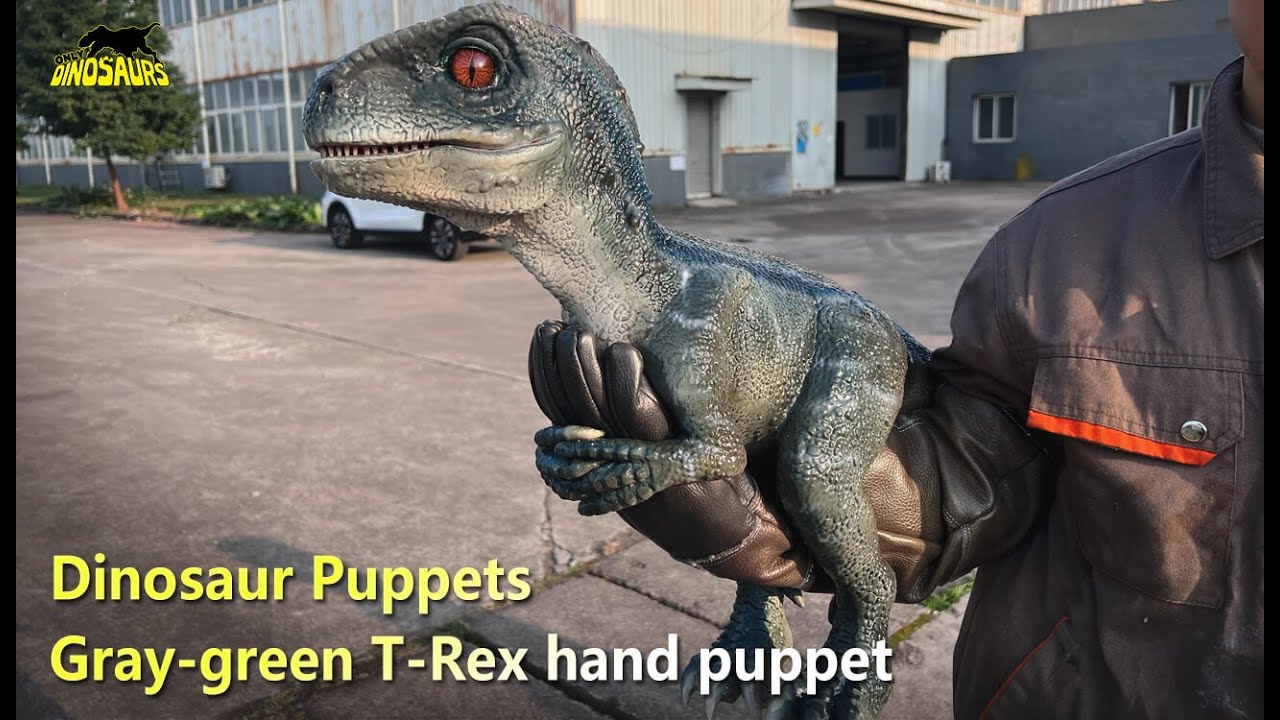 Gray green Raptor hand puppet | Dinosaur puppets - YouTube
