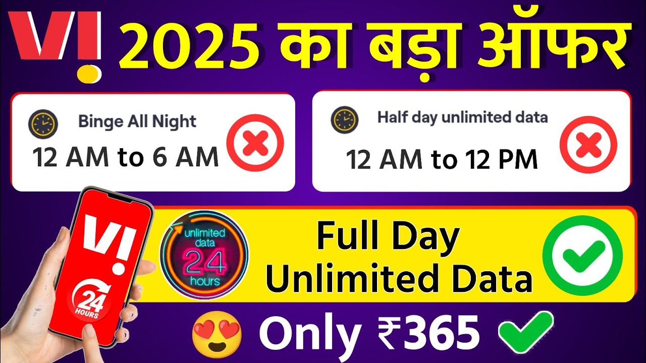 Vi 2025 Ka New Offer Unlimited 4G Data only 365 Vodafone Idea Vi Non Stop Offer Fully Unlimited ...