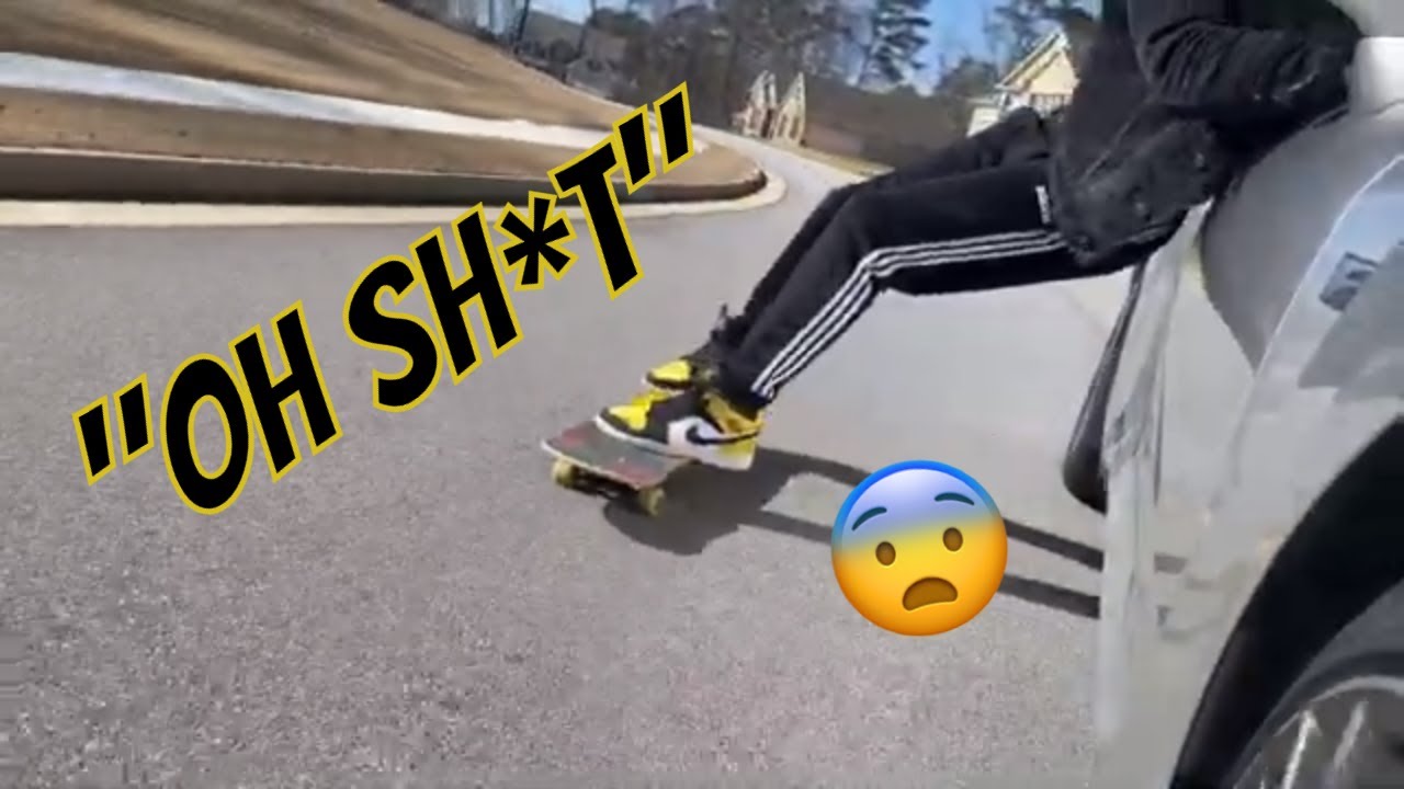 SkateBoard SKITCHing LEXUS (sports car) fractured knee?😳 - YouTube